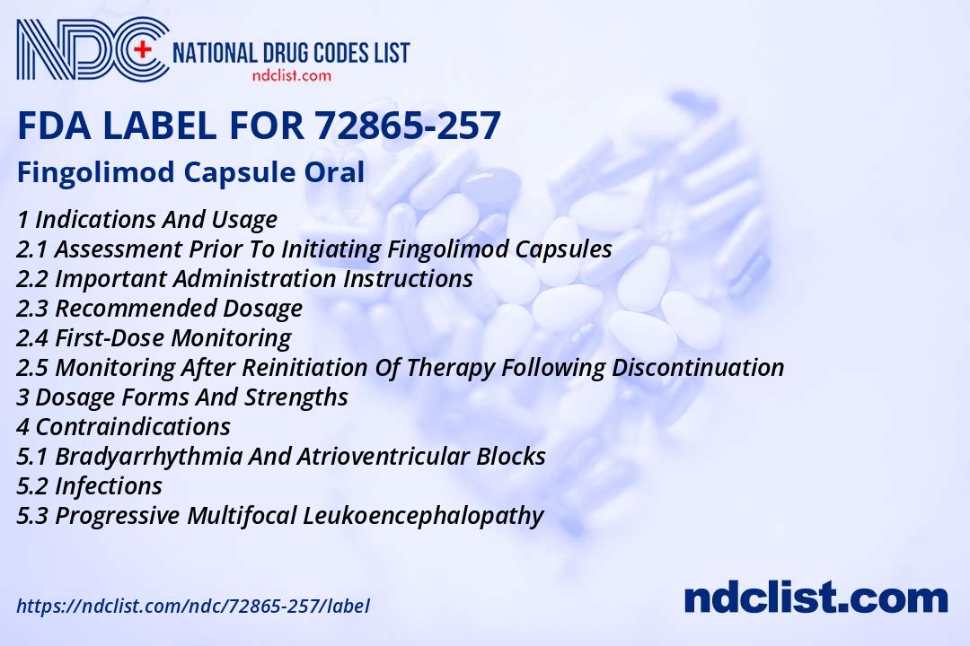 FDA Label for Fingolimod Capsule Oral - Indications, Usage & Precautions