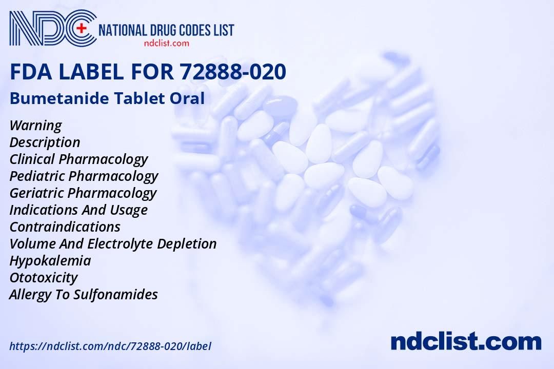 Bumetanide Tablet- FDA Label NDC72888-020