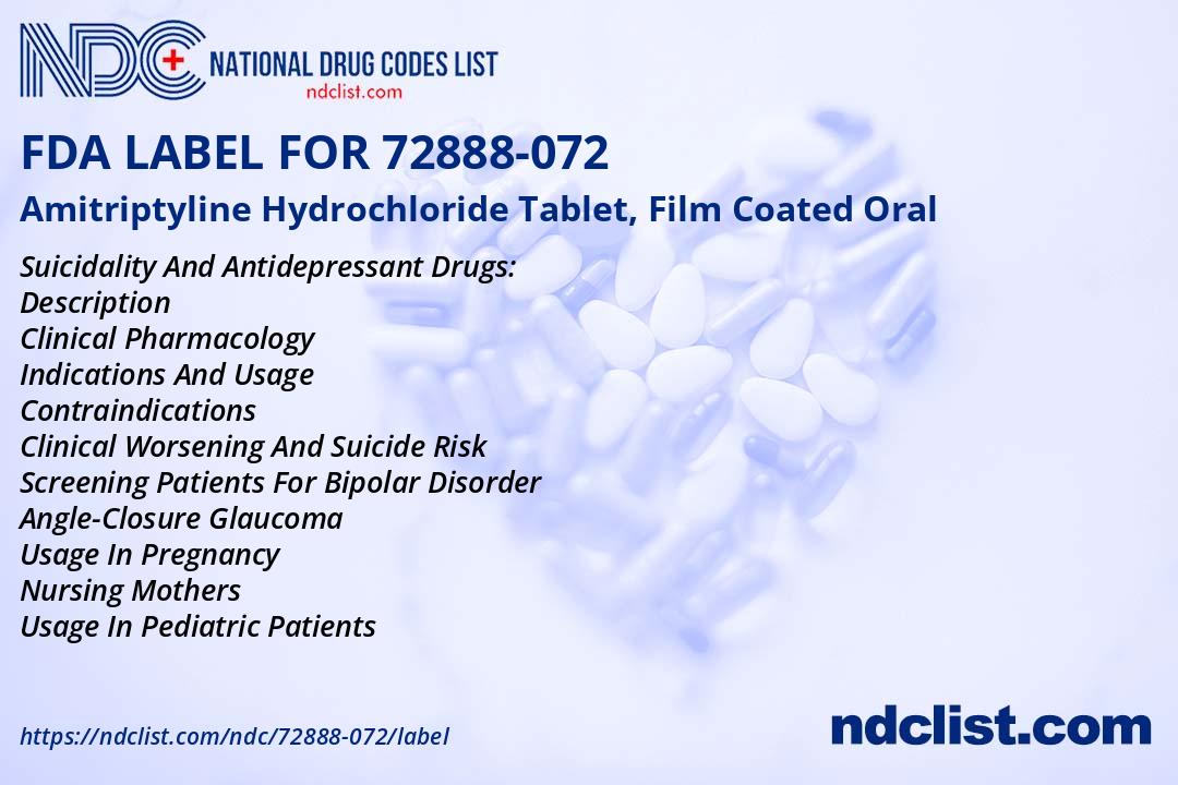 FDA Label for Amitriptyline Hydrochloride Tablet, Film Coated Oral ...