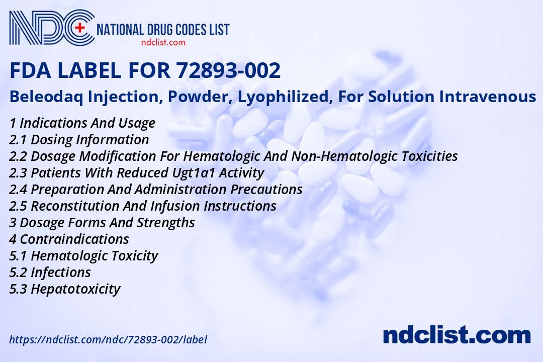 FDA Label for Beleodaq Injection, Powder, Lyophilized, For Solution ...