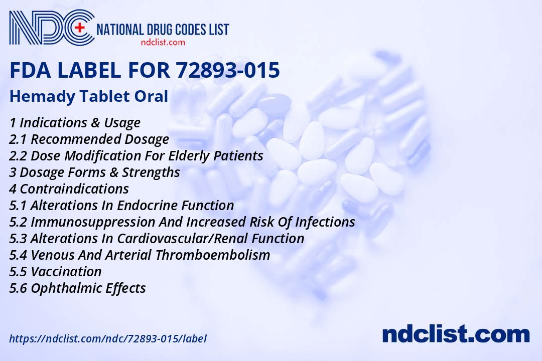 FDA Label for Hemady Tablet Oral - Indications, Usage & Precautions
