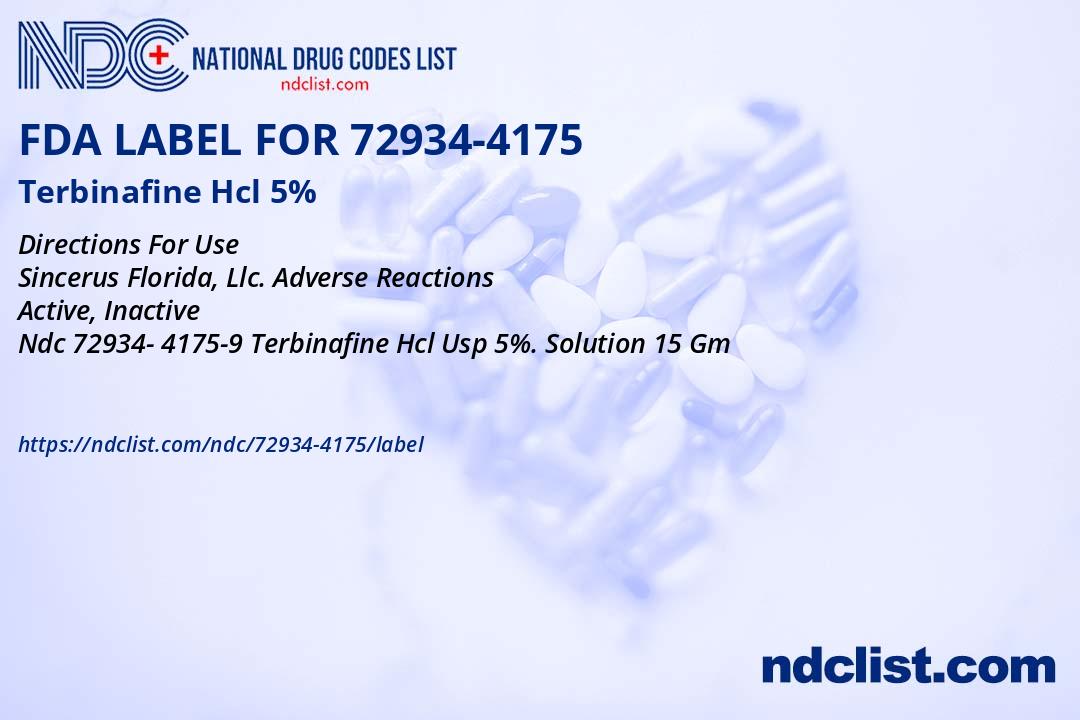 Terbinafine Hcl 5%- FDA Label NDC72934-4175