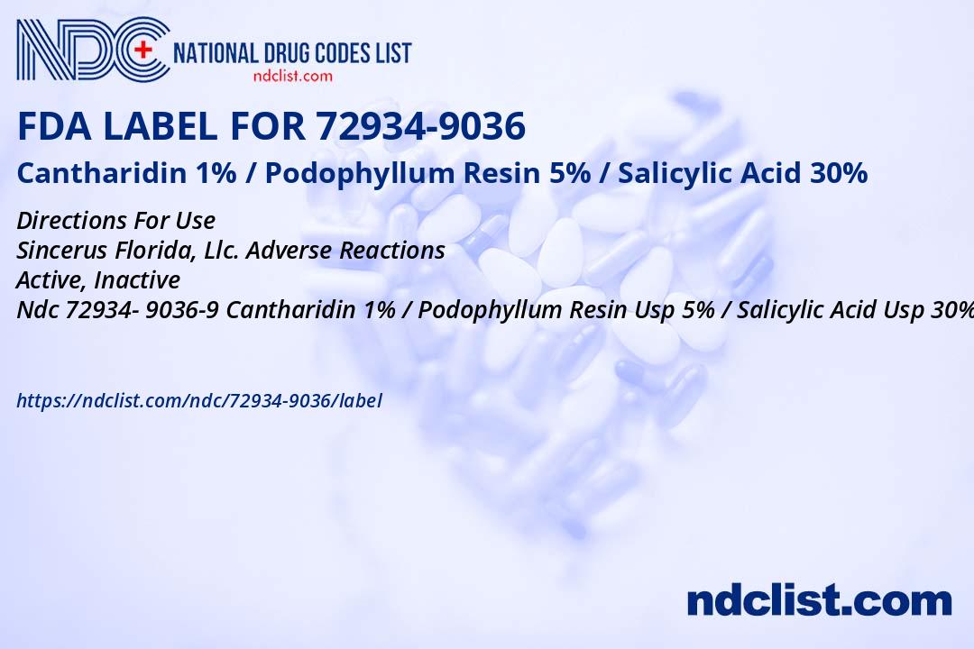 Cantharidin 1% / Podophyllum Res- FDA Label NDC72934-9036