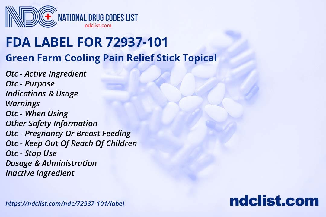 FDA Label for Green Farm Cooling Pain Relief Stick Topical ...