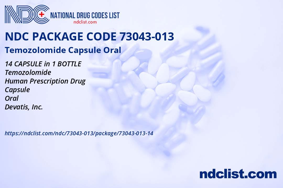NDC Package 73043-013-14 Temozolomide Capsule Oral