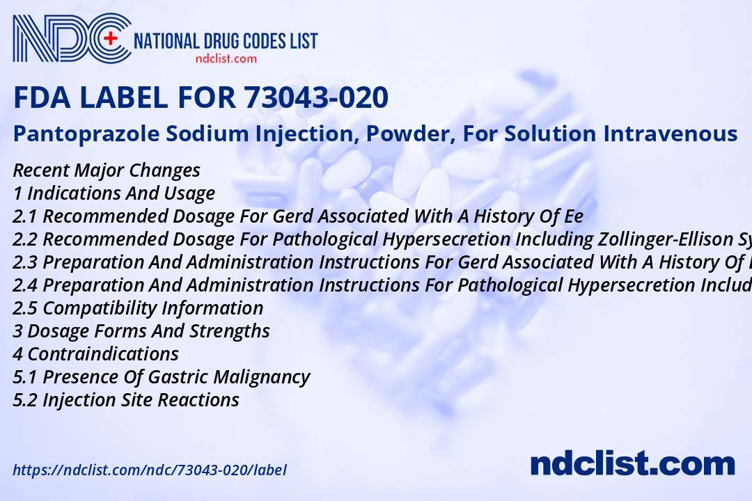 Pantoprazole Sodium- FDA Label NDC73043-020