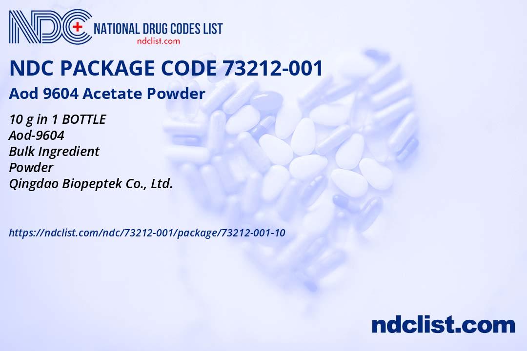 NDC Package 73212-001-10 Aod 9604 Acetate Powder