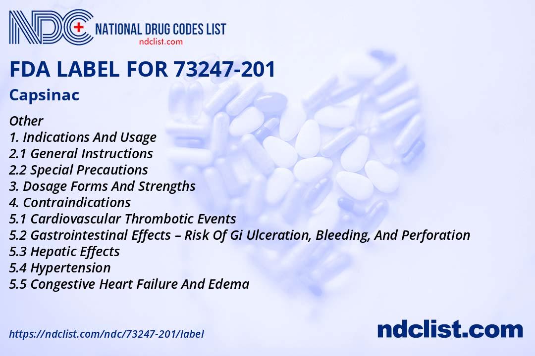 FDA Label for Capsinac - Indications, Usage & Precautions