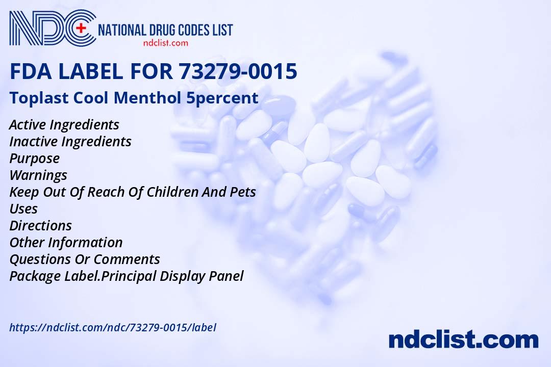 FDA Label for Toplast Cool Menthol 5percent - Indications, Usage ...