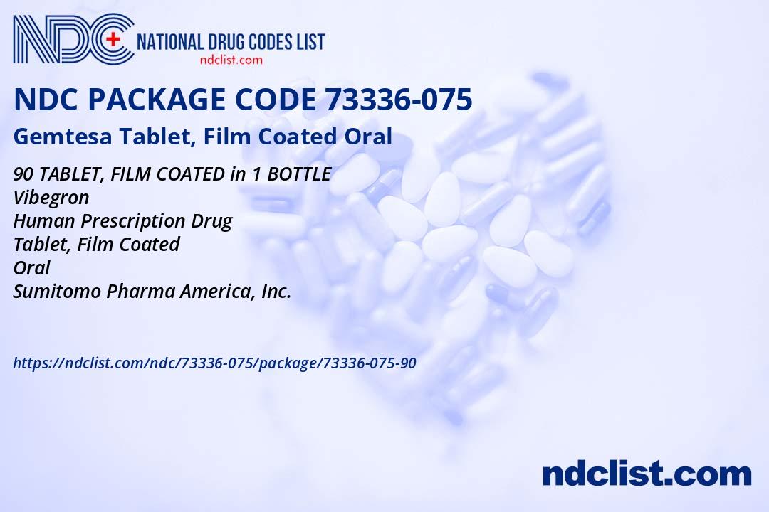 NDC Package 73336-075-90 Gemtesa Tablet, Film Coated Oral