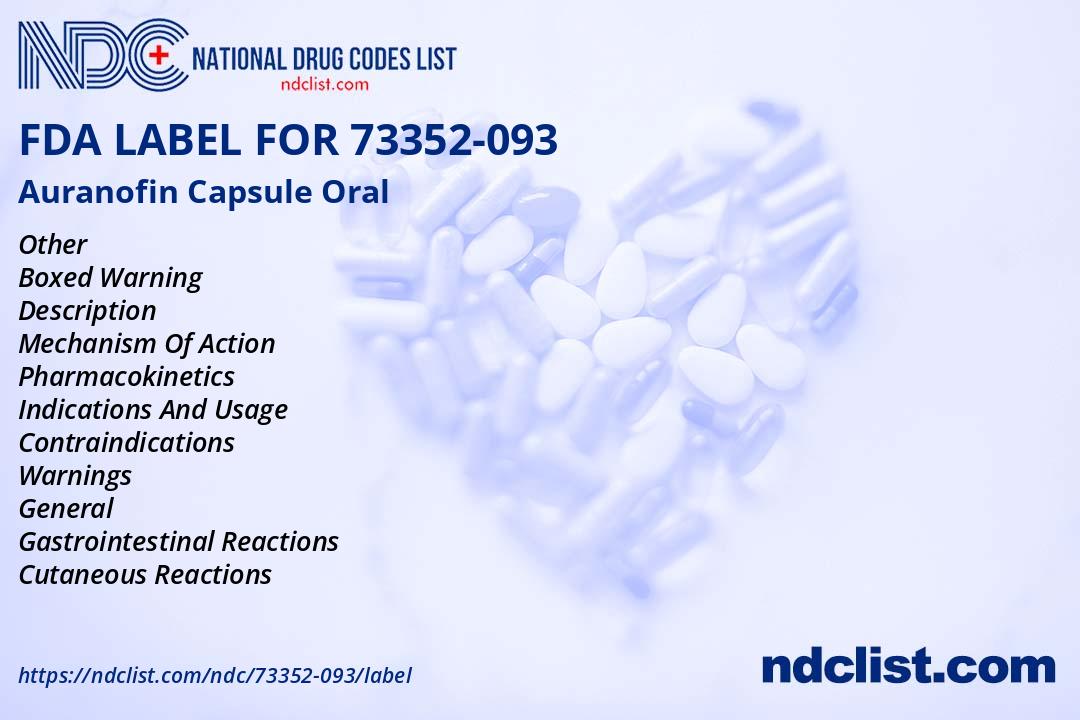 FDA Label for Auranofin - Indications, Usage & Precautions