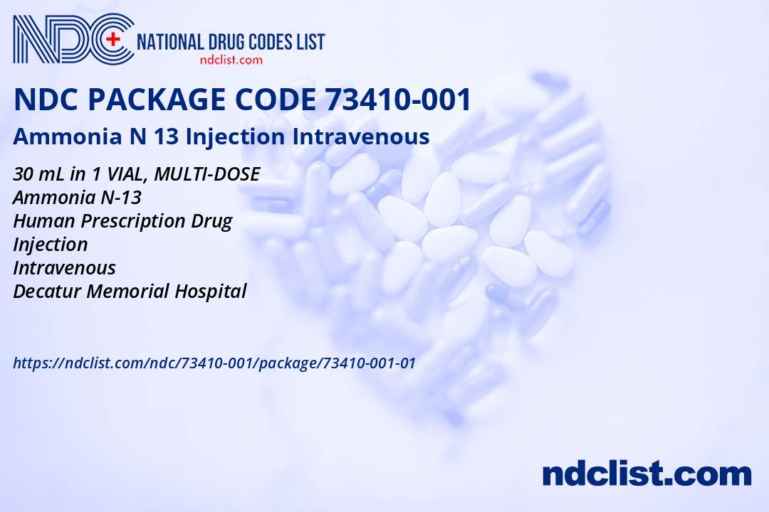 Ammonia N 13 Injection NDC Package 73410-001-01