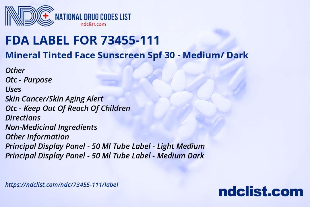 Mineral Tinted Face Sunscreen Spf- FDA Label NDC73455-111