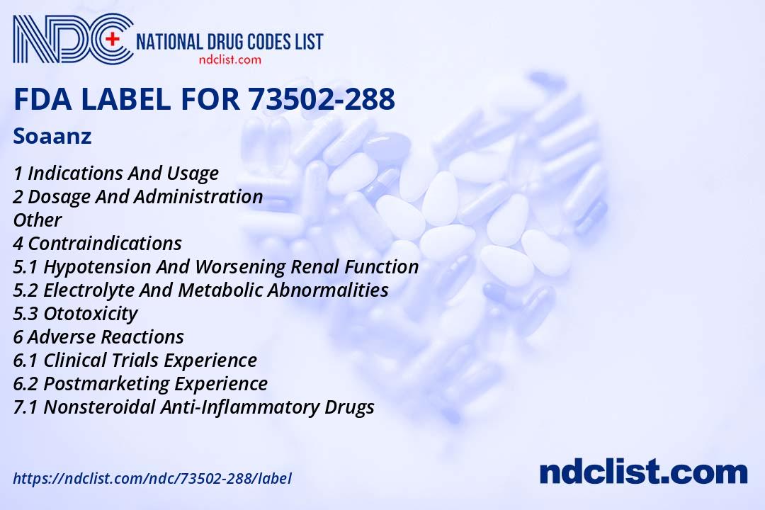FDA Label for Soaanz - Indications, Usage & Precautions
