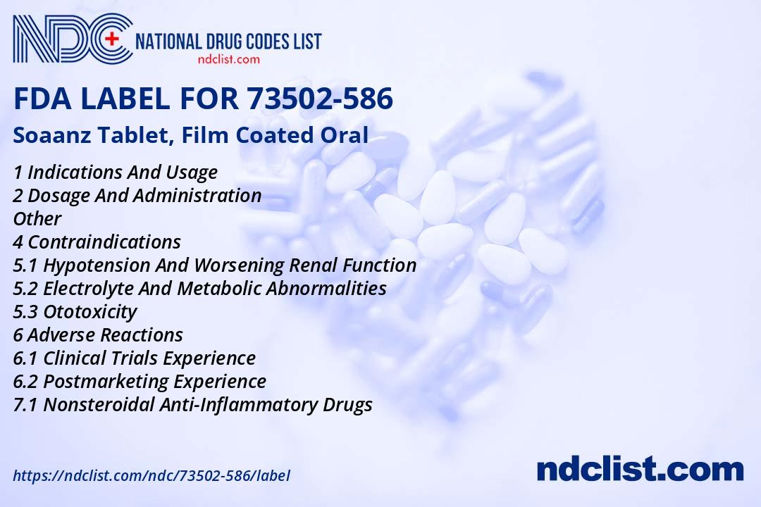 Soaanz Tablet, Film Coated- FDA Label NDC73502-586