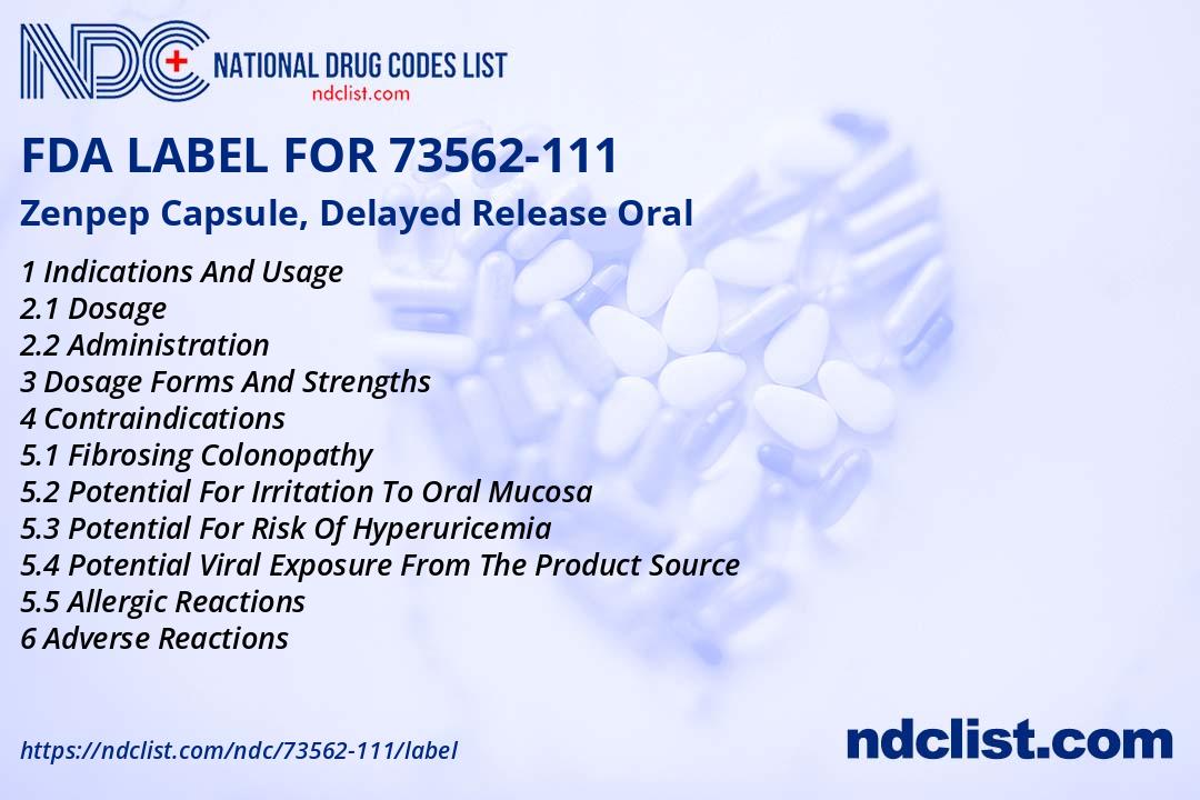 FDA Label for Zenpep Capsule, Delayed Release Oral - Indications, Usage ...