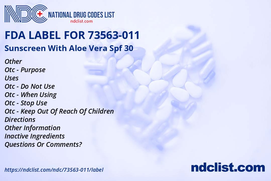 FDA Label for Sunscreen With Aloe Vera Spf 30 - Indications, Usage ...