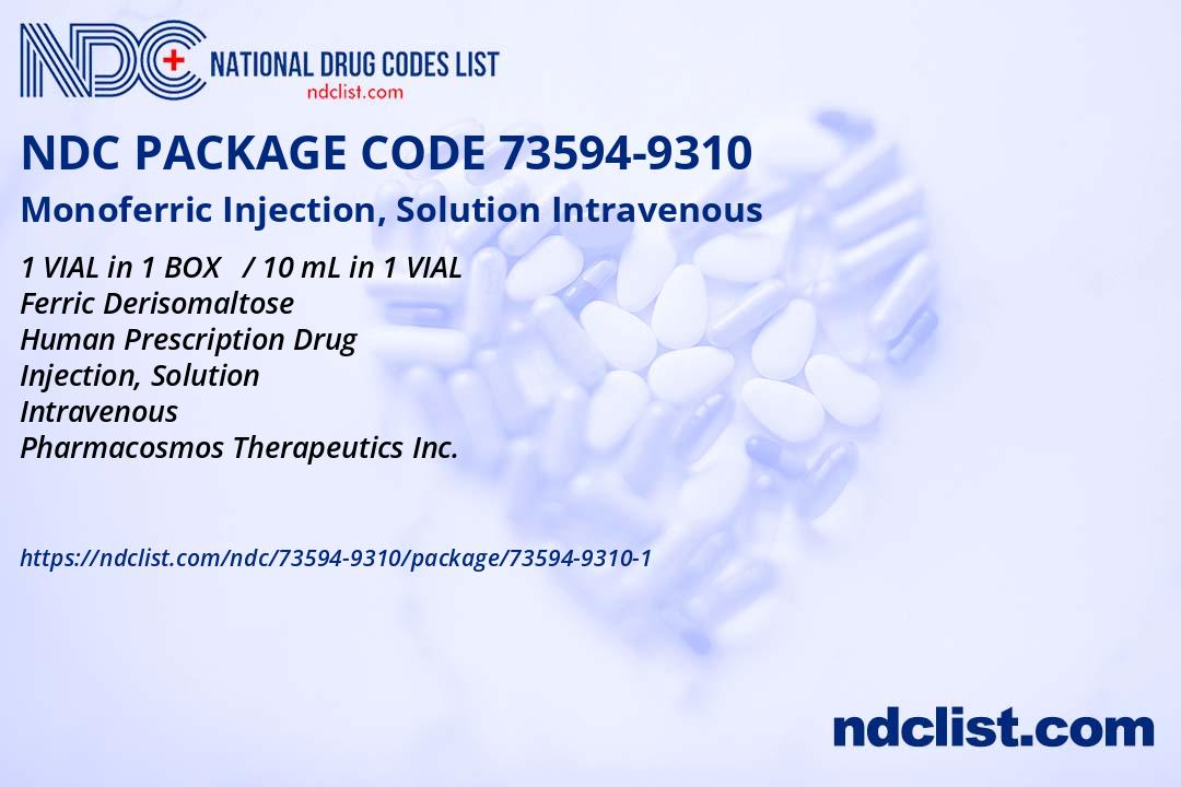 NDC Package 73594-9310-1 Monoferric Injection, Solution Intravenous