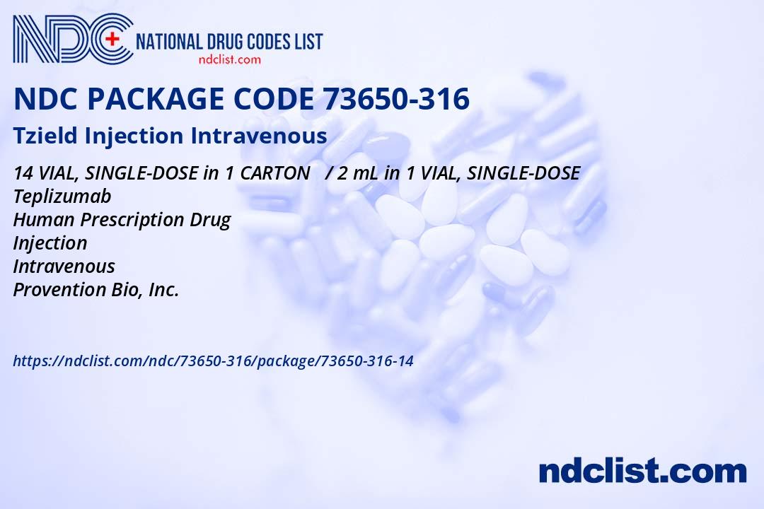 NDC Package 73650-316-14 Tzield Injection Intravenous