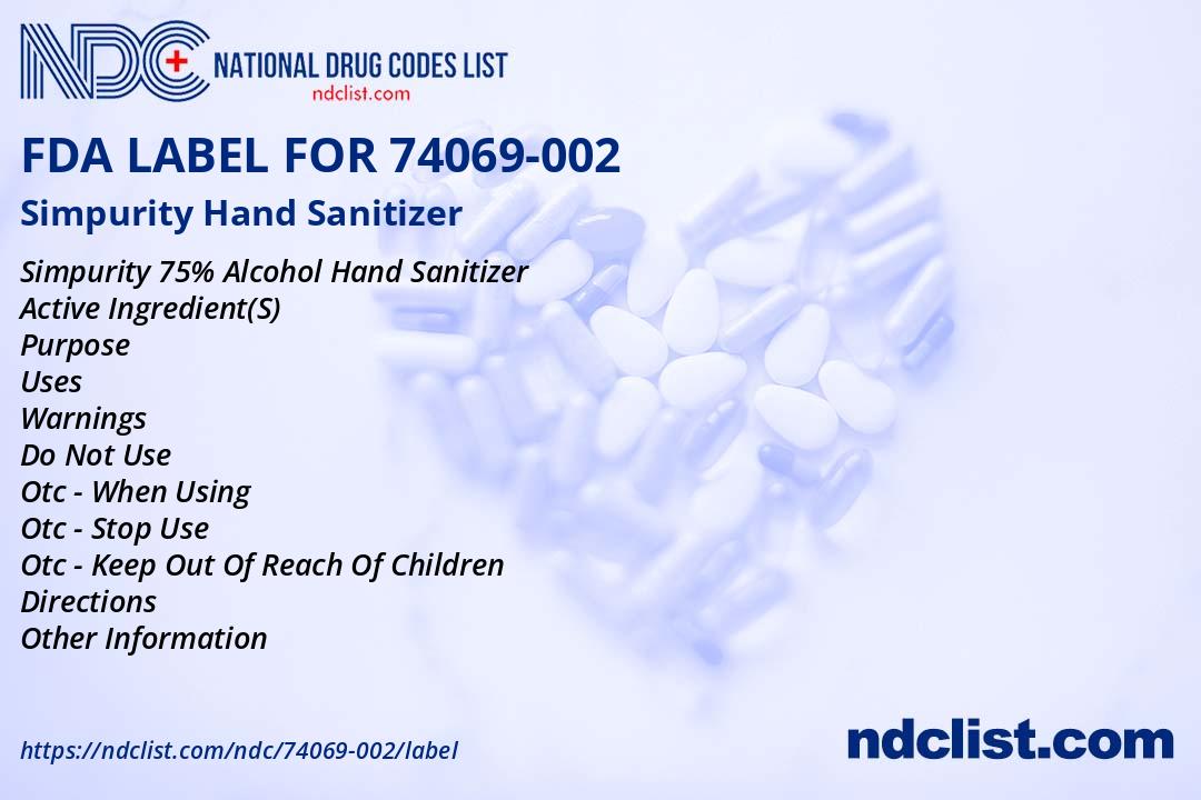 Simpurity Hand Sanitizer FDA Label - NDC 74069-002