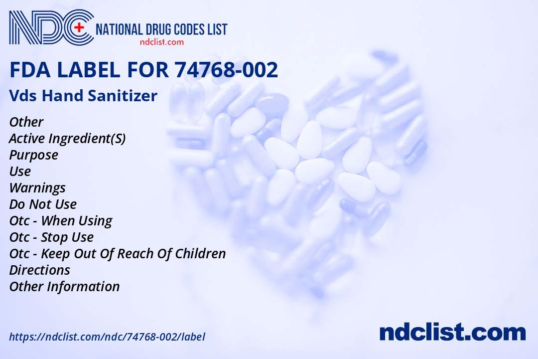FDA Label for Vds Hand Sanitizer - Indications, Usage & Precautions
