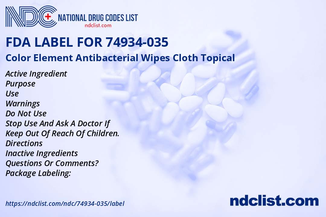 FDA Label for Color Element Antibacterial Wipes Cloth Topical ...