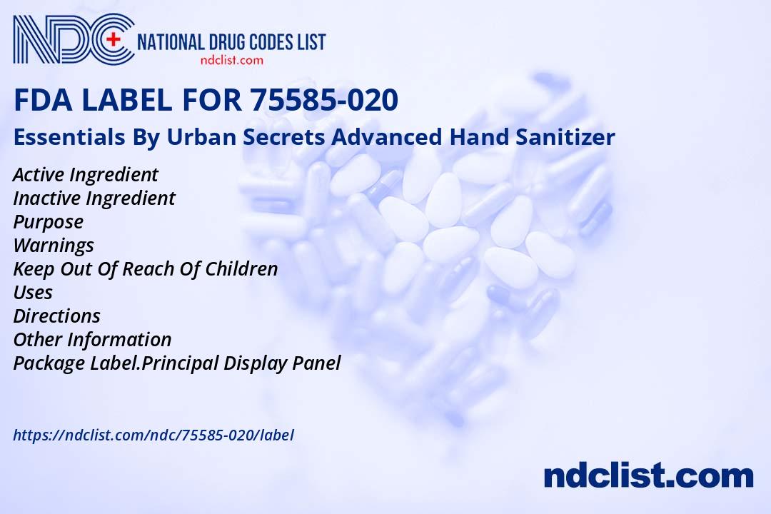 FDA Label for Essentials By Urban Secrets Advanced Hand Sanitizer ...