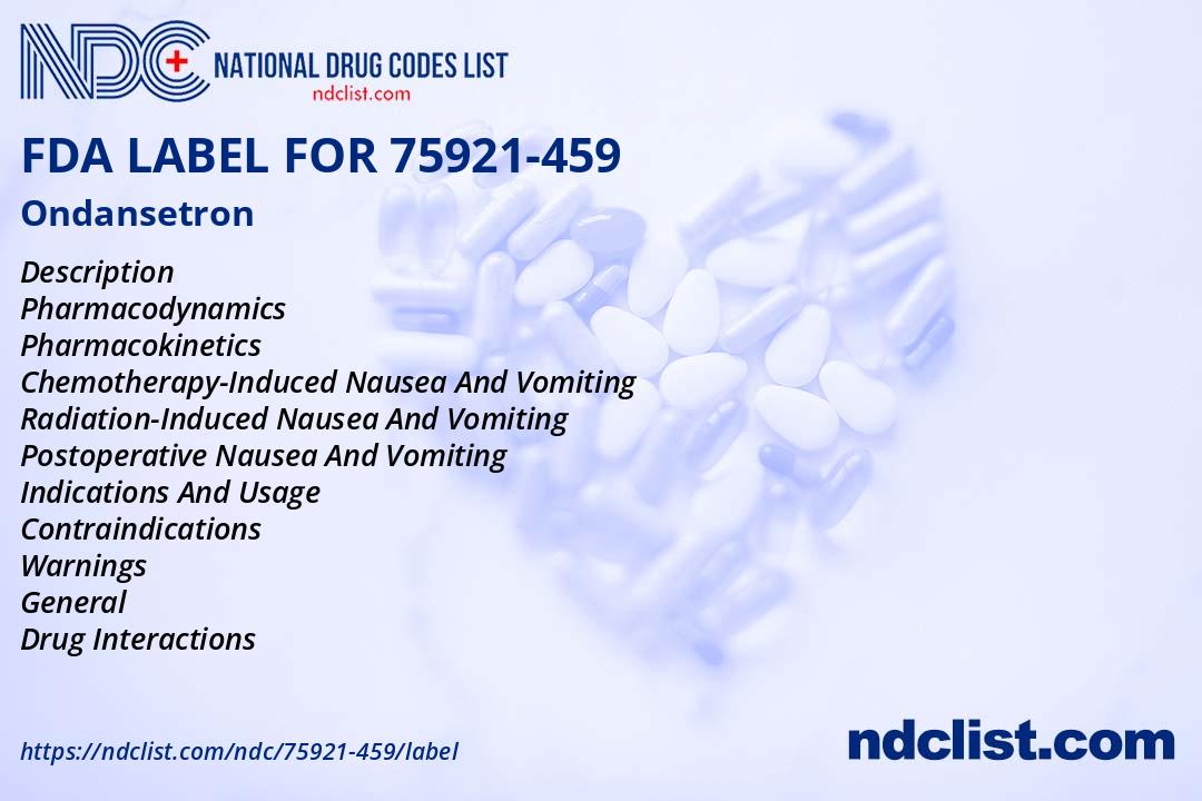 Ondansetron FDA Label - NDC 75921-459