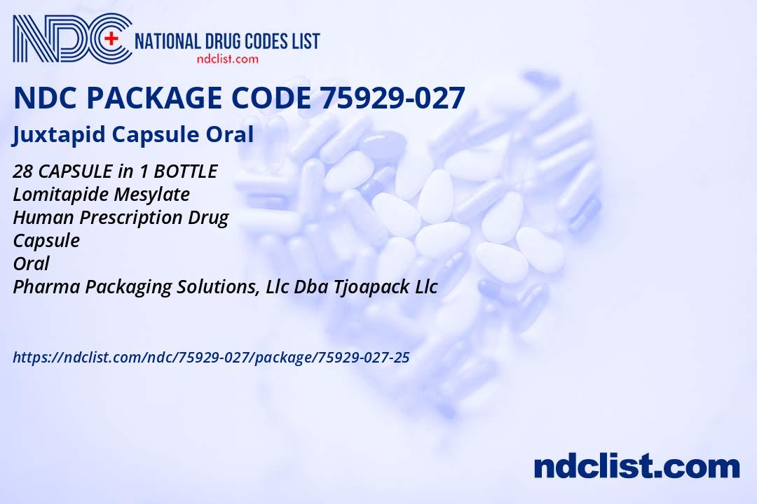 NDC Package 75929-027-25 Juxtapid Capsule Oral