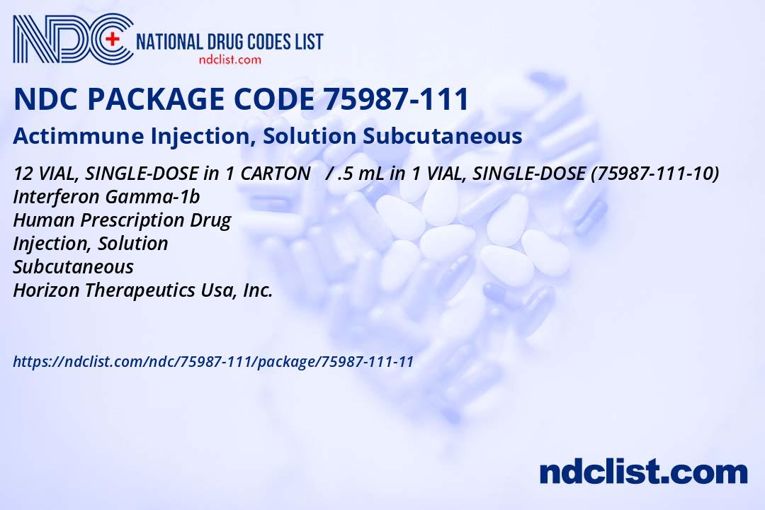 NDC Package 75987-111-11 Actimmune Injection, Solution Subcutaneous