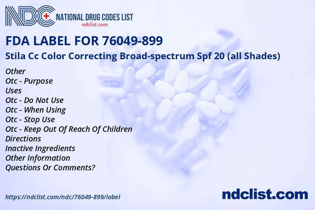 FDA Label for Stila Cc Color Correcting Broad-spectrum Spf 20 (all ...