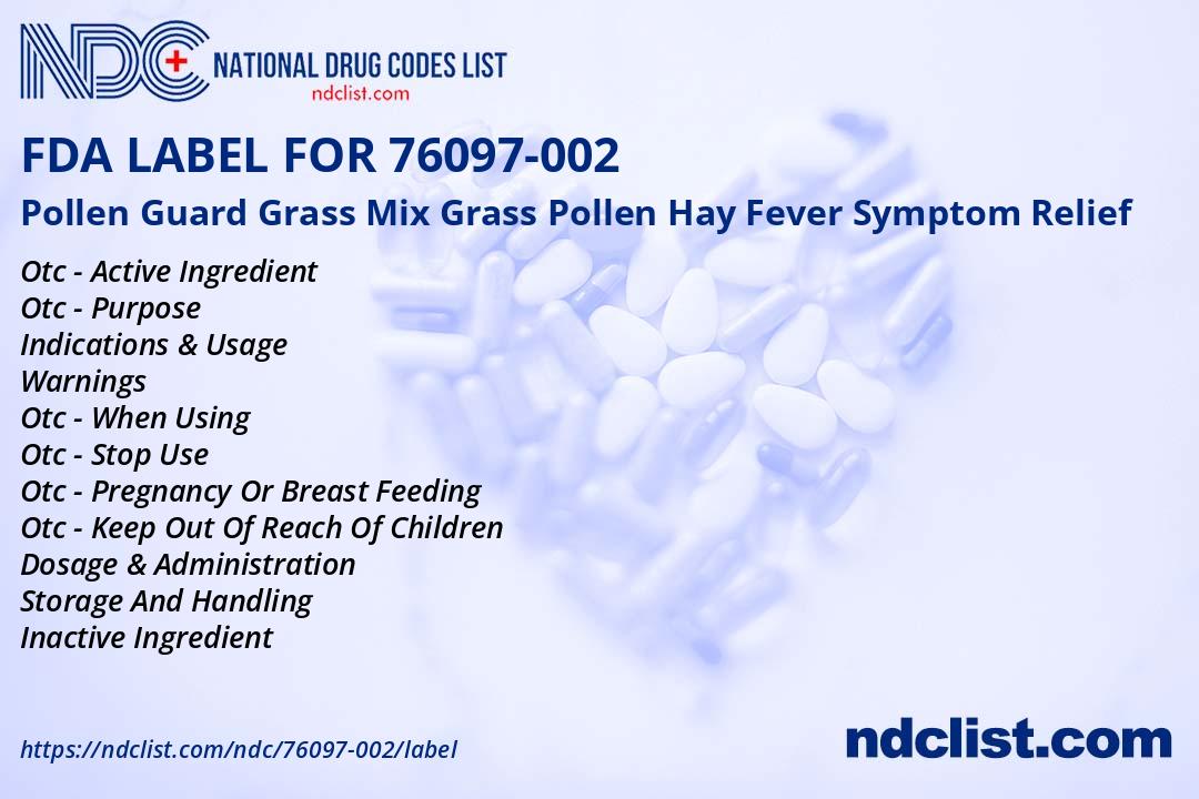 FDA Label for Pollen Guard Grass Mix Grass Pollen Hay Fever Symptom ...