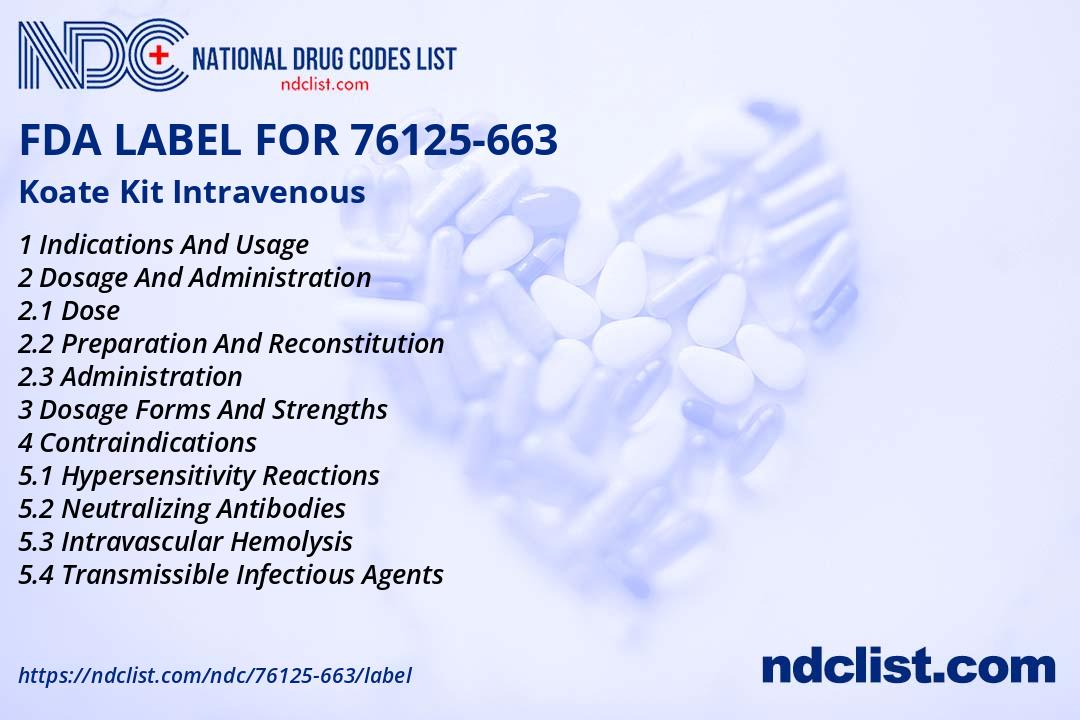 FDA Label for Koate Kit Intravenous - Indications, Usage & Precautions