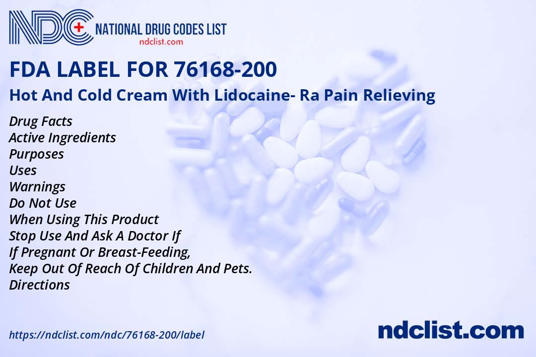 FDA Label for Hot And Cold Cream With Lidocaine- Ra Pain Relieving ...