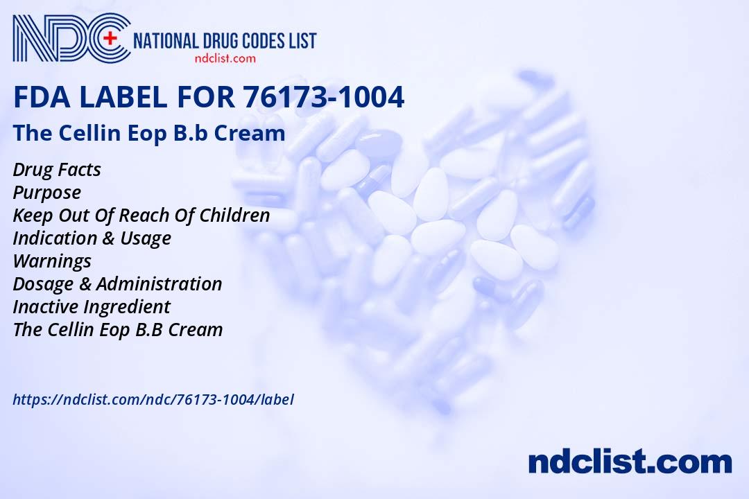 The Cellin Eop B.b Cream FDA Label - NDC 76173-1004