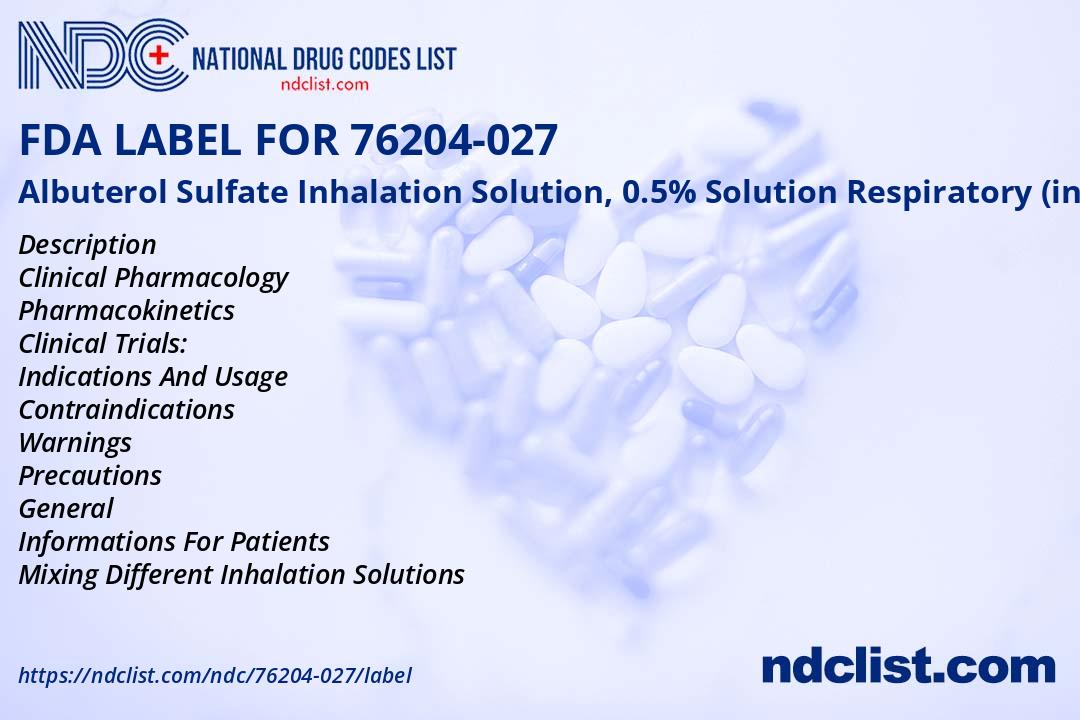 FDA Label for Albuterol Sulfate Inhalation Solution, 0.5% Solution ...