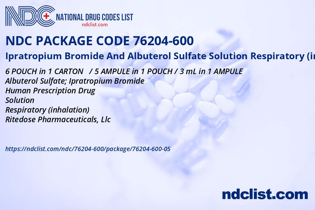 NDC Package 76204-600-05 Ipratropium Bromide And Albuterol Sulfate ...