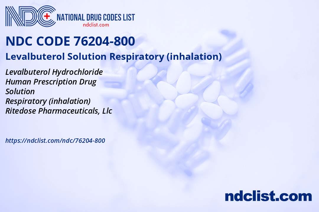 NDC 76204-800 Levalbuterol Solution Respiratory (inhalation)
