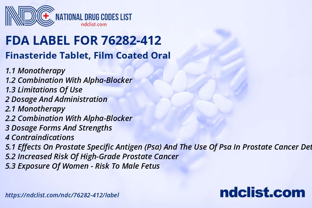 FDA Label for Finasteride Tablet, Film Coated Oral - Indications, Usage ...