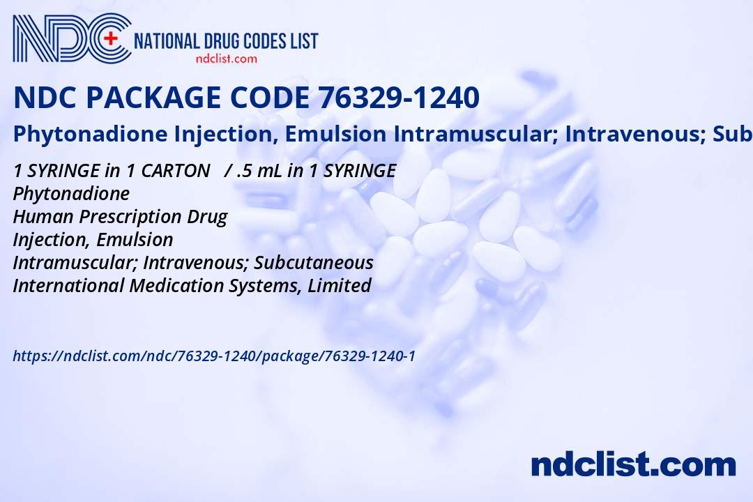Phytonadione Injection, Emulsion- NDC76329-1240-1