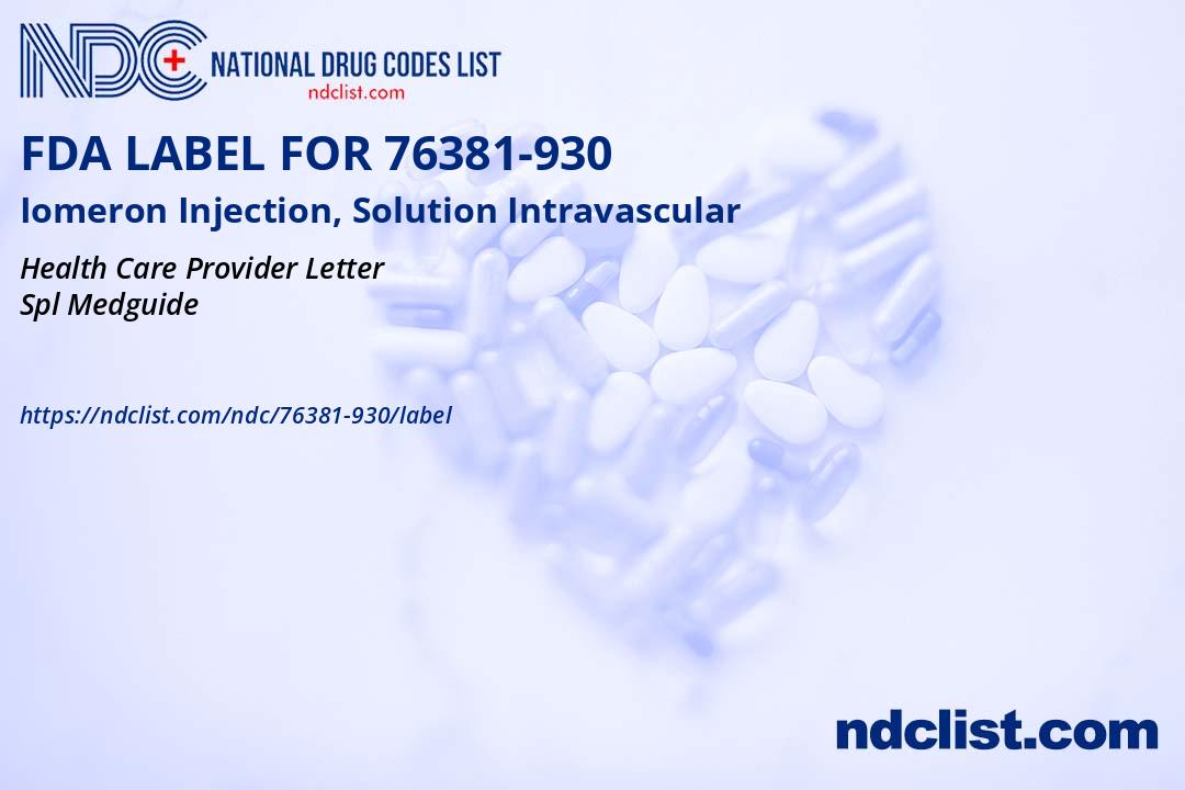 FDA Label for Iomeron Injection, Solution Intravascular - Indications ...