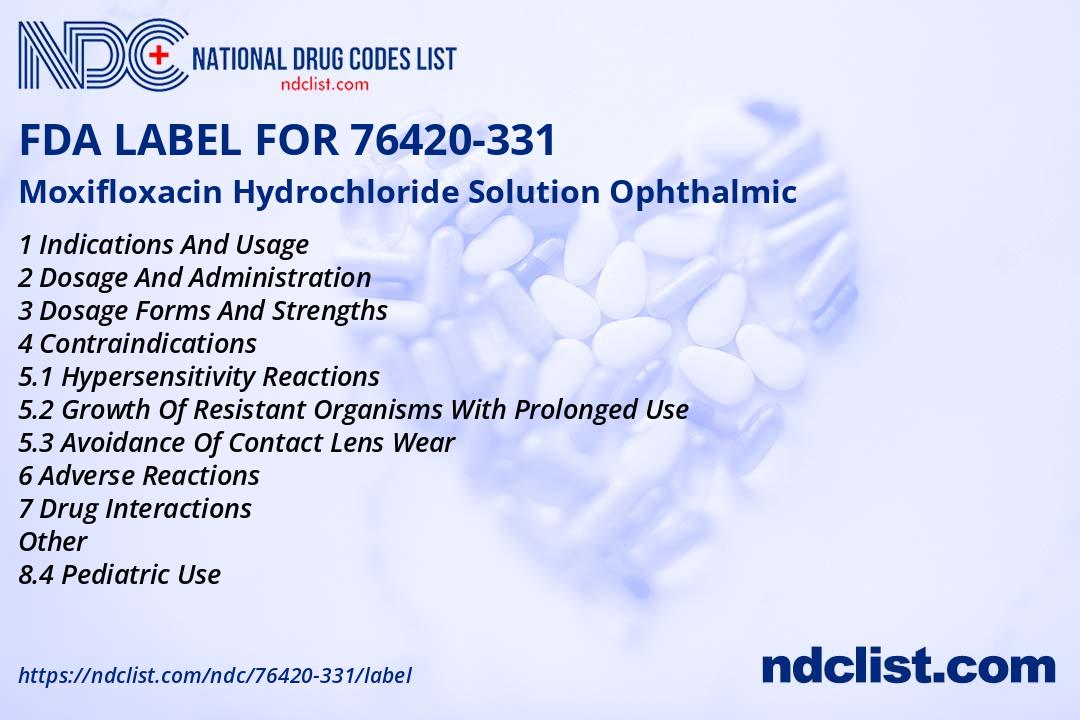Moxifloxacin Hydrochloride Solution- FDA Label NDC76420-331