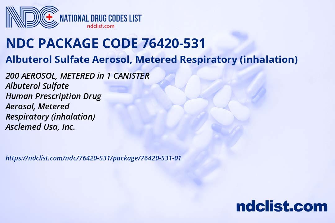 Albuterol Sulfate Aerosol, Metered NDC Package 76420-531-01