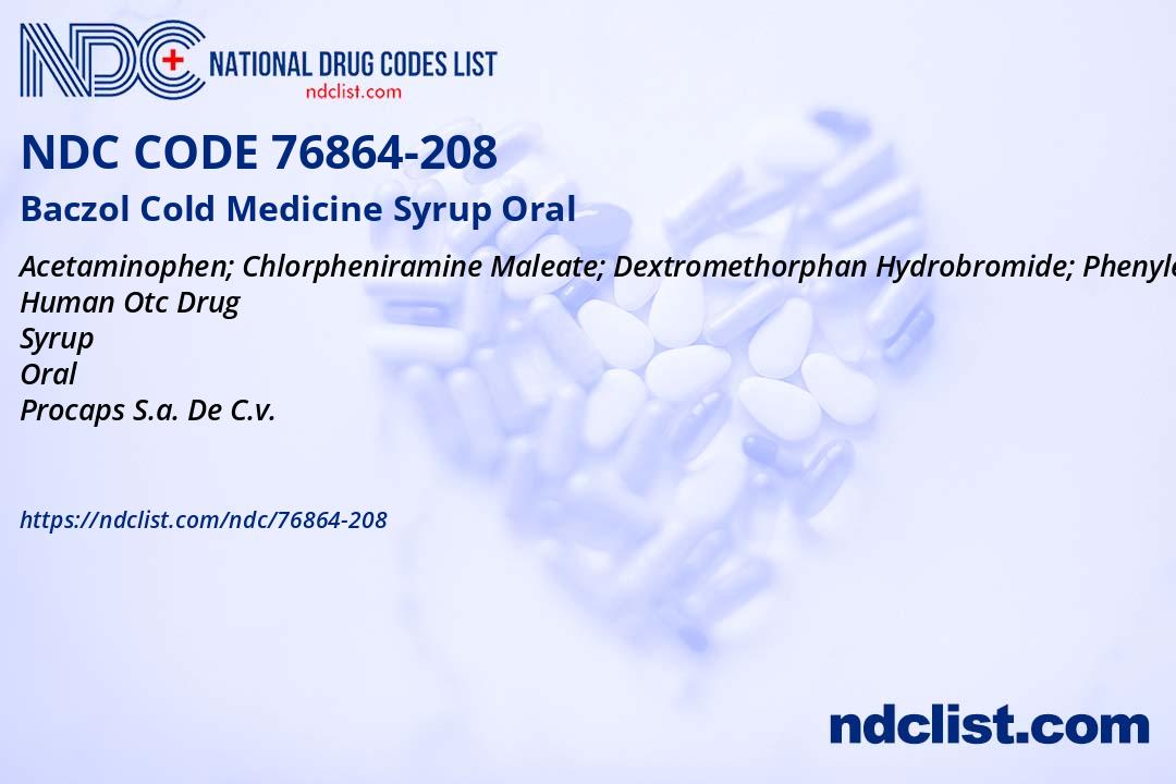 NDC 76864-208 Baczol Cold Medicine Syrup Oral