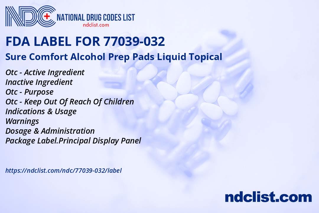 FDA Label for Sure Comfort Alcohol Prep Pads Liquid Topical ...