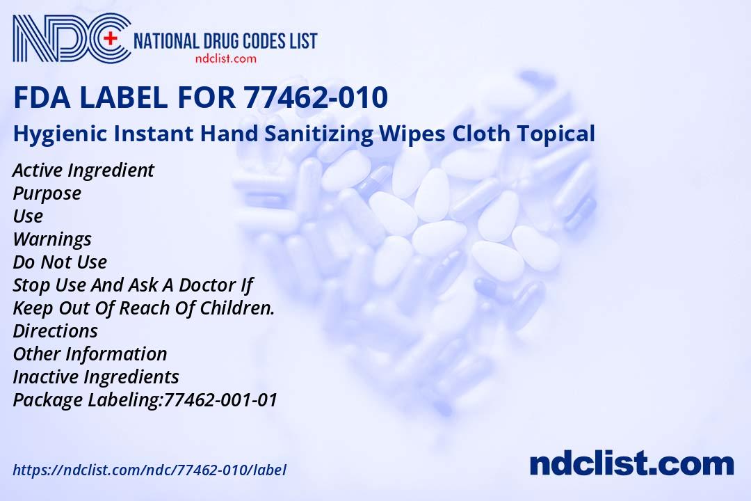 Hygienic Instant Hand Sanitizing- FDA Label NDC77462-010