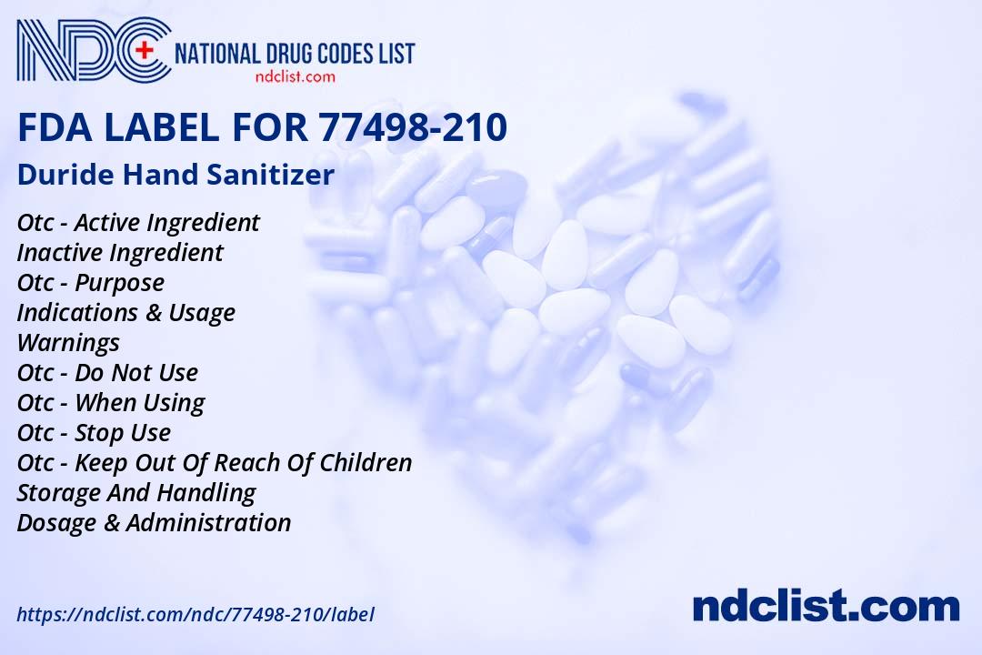 FDA Label for Duride Hand Sanitizer - Indications, Usage & Precautions