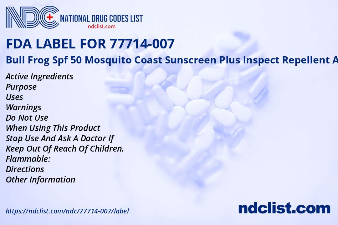 FDA Label for Bull Frog Spf 50 Mosquito Coast Sunscreen Plus Inspect ...