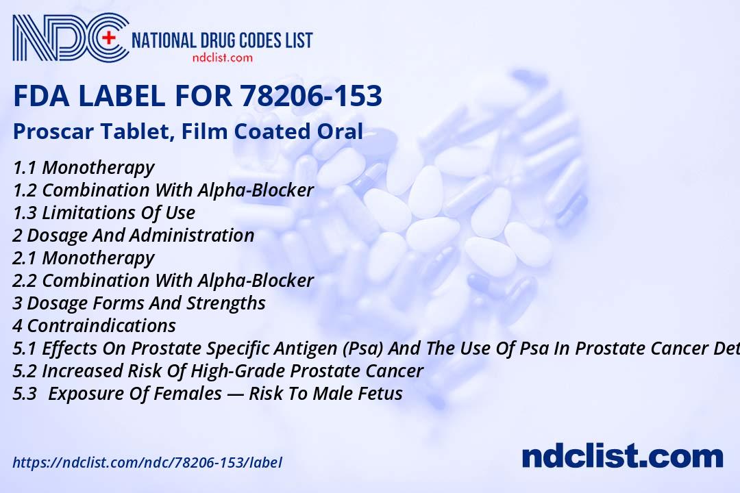 Proscar Tablet, Film Coated FDA Label - NDC 78206-153