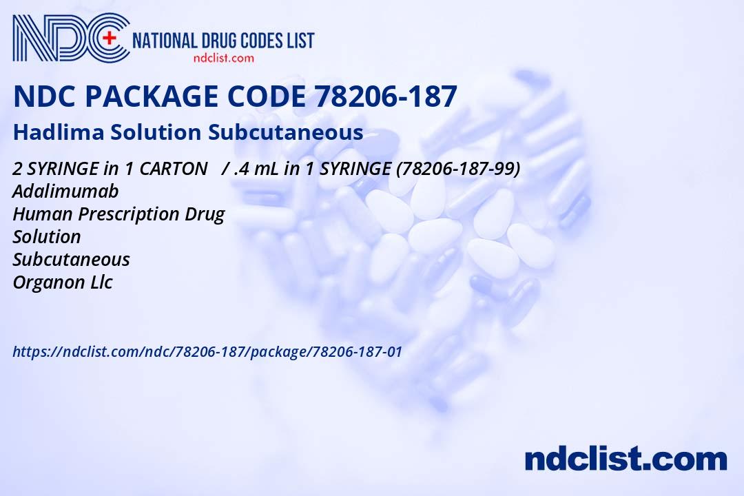 NDC Package 78206-187-01 Hadlima Solution Subcutaneous